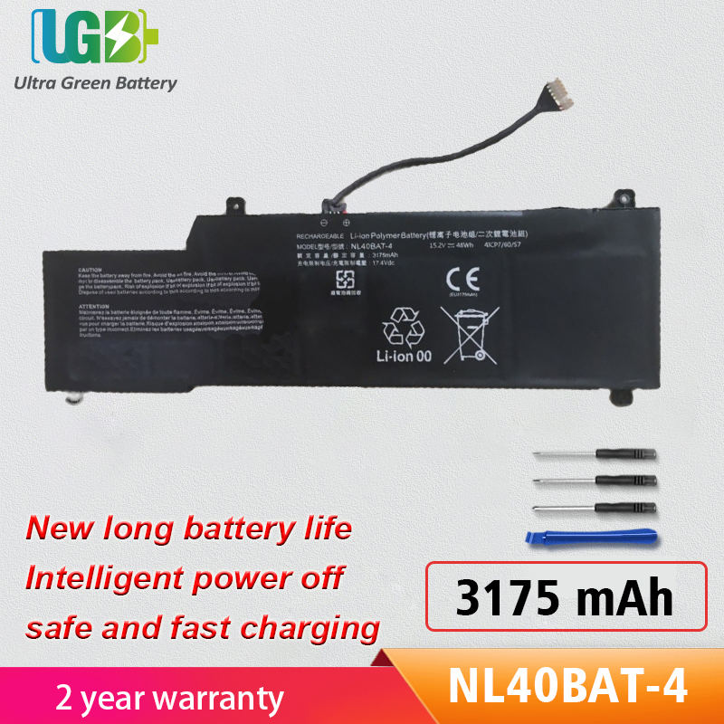 UGB New NL40BAT-4 Battery For Clevo Rechargeable Battery Packs 4ICP7/60 ...
